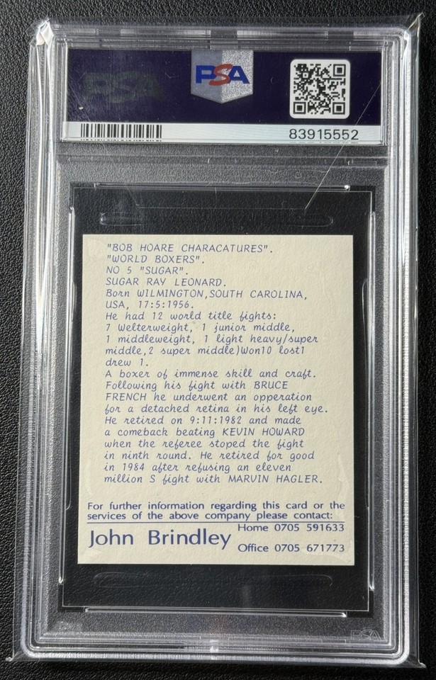 SUGAR RAY LEONARD PSA 4 1992 J.M. BRINDLEY #5 WORLD BOXERS RARE VG-EX ...