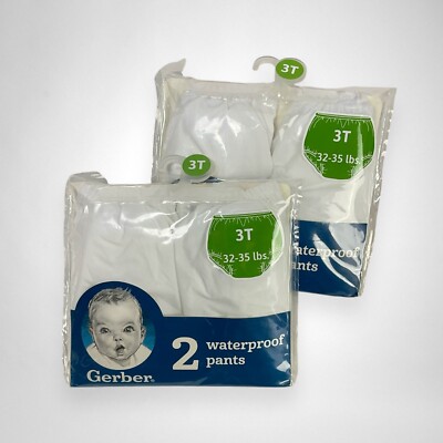 Gerber Vinyl Pants Waterproof White Diaper Covers 2 x 2 Pack Size 3T 32 ...