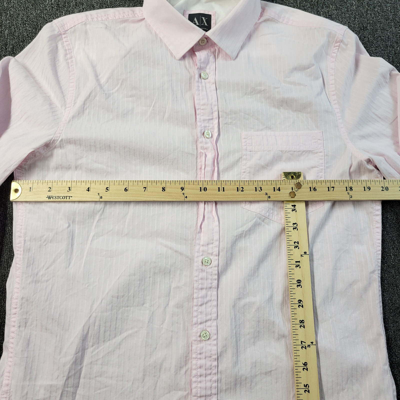 Armani Exchange AX Shirt Mens M Pink Strip Long Sleev… - Gem