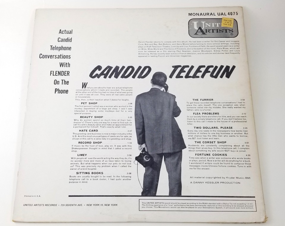 Candid Telefun With Harold Flender on The Phone - United Artists LP ...
