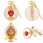 Pink Pocket Watch for Girls Cute Cartoon Design Quartz Fob Watch with ...