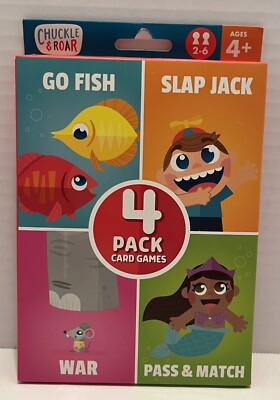 Chuckle & Roar 4 Pack Card Games - Go Fish, Slap Jack, War, Pass ...