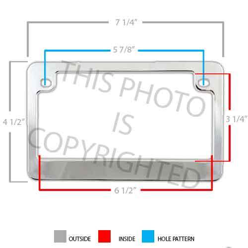 Chrome Motorcycle License Plate Frame & Grey Hex Tag Bolt Kit - 1% ...