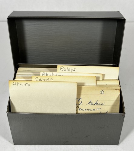 Vintage Index Card Box with Handwritten Games Instructions, Estate Set ...