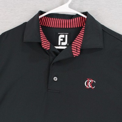 Footjoy Golf Polo Shirt Mens Size L Black Red Polyester Stretch CRC ...