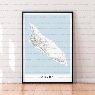 Aruba Unframed Map Poster Print Aruba Island Map Wall Art Caribbean ...