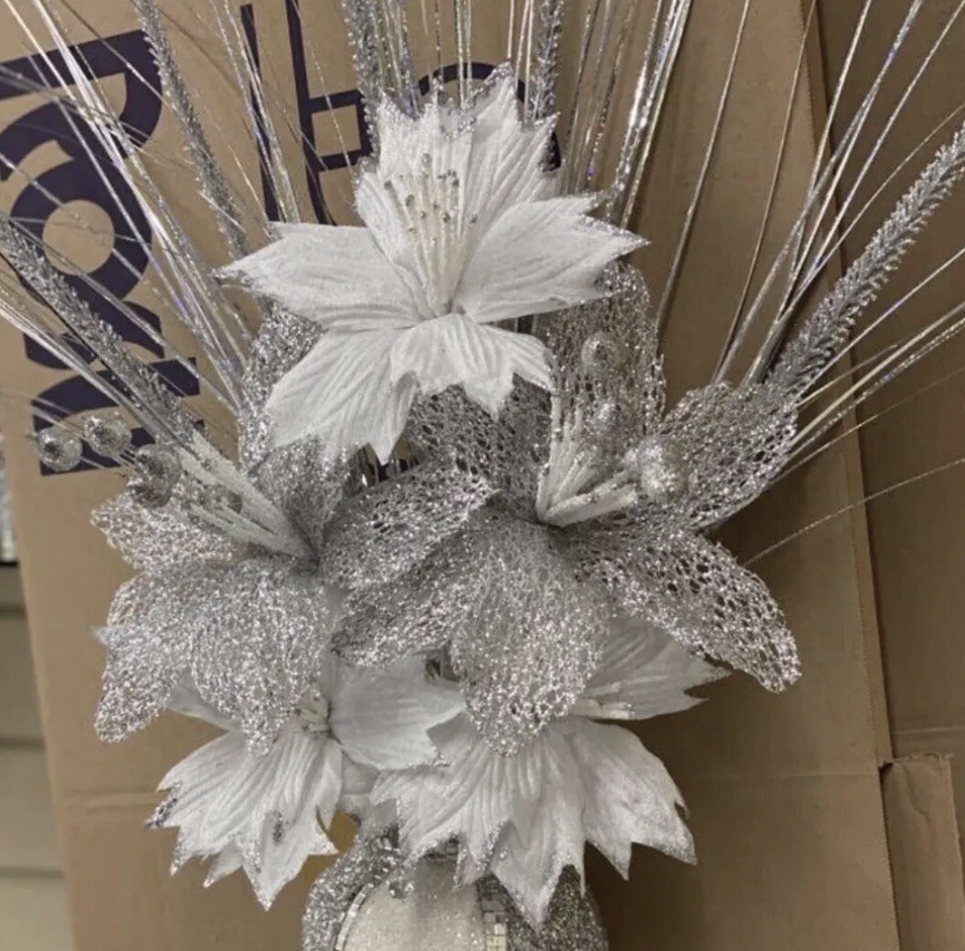 Silver And White Floral Arrangements