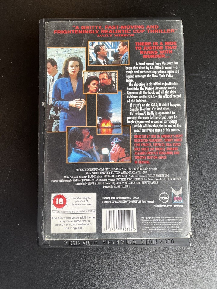 Q & A (VHS) 1990 Big Box, Nick Nolte, Timothy Hutton, Armand Assante ...