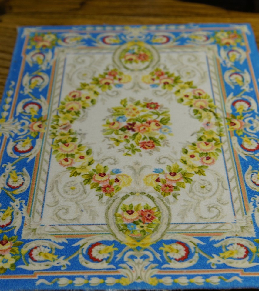 Beautiful Victorian Nice Floral Bouquet 1:12 Dollhouse Rug Blue | eBay