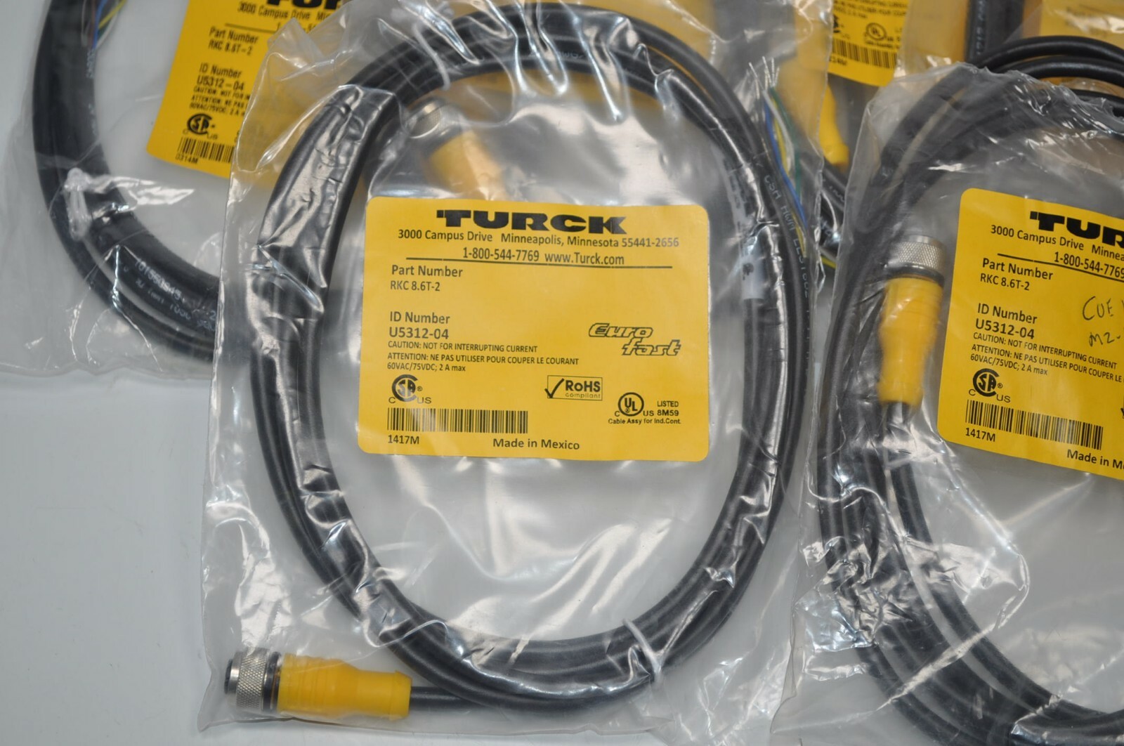 Lot of 6 NEW Turck RKC 8.6T-2 6-Wire M12 Euro Fast Cordset 2-Meters | eBay