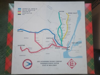 Rare Erie Lackawanna EL Railroad Northeast Morristown Booton Map ...