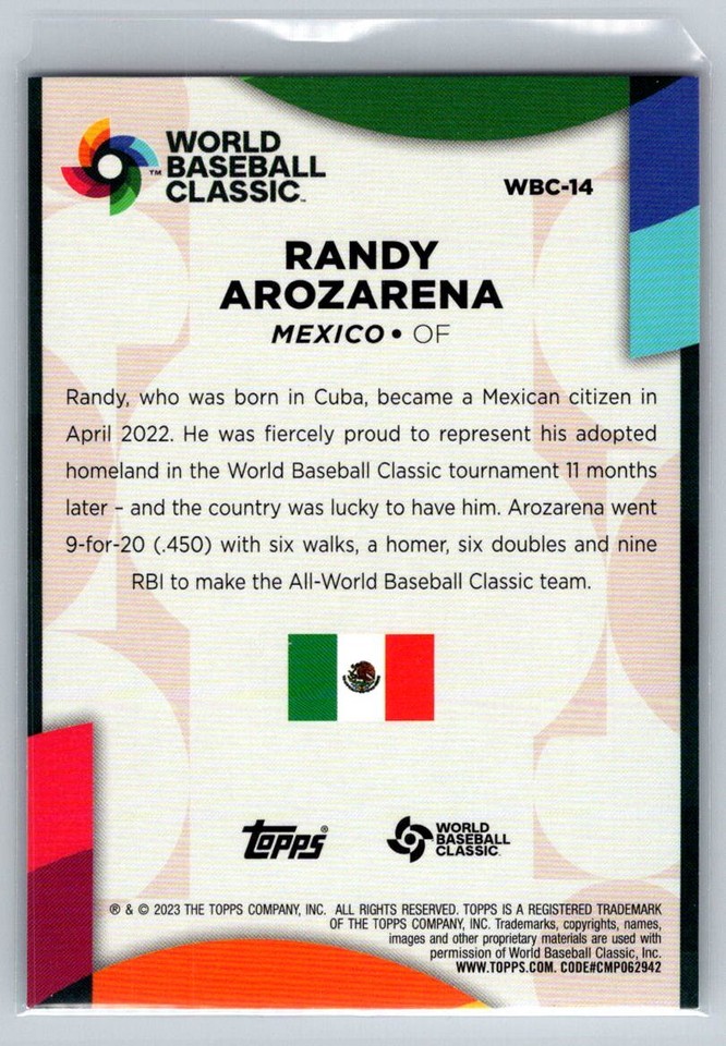 2023 Topps #WBC-14 Randy Arozarena World Baseball Classic Stars MEXICO ...