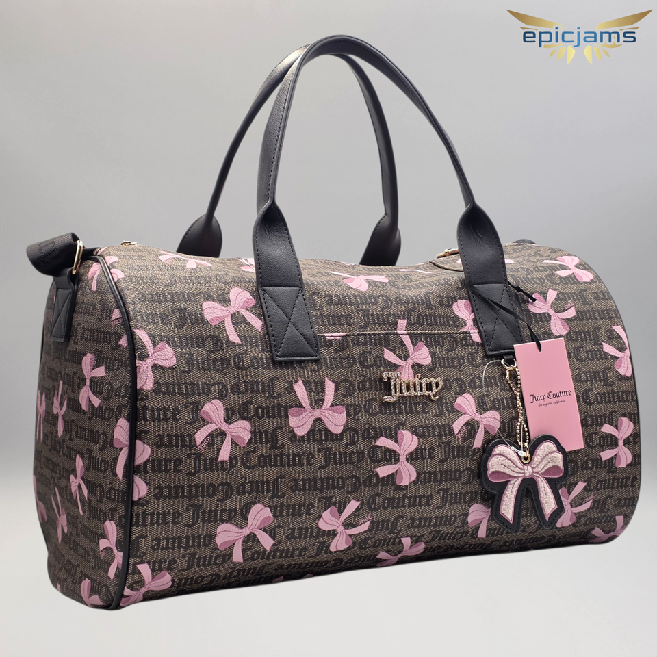 Juicy Couture Simply Sweet Weekender Dark Brown And Pink Bows Duffle ...
