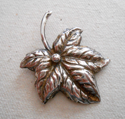 Vintage Sterling Silver Repousse Leaf Brooch 150005 | eBay