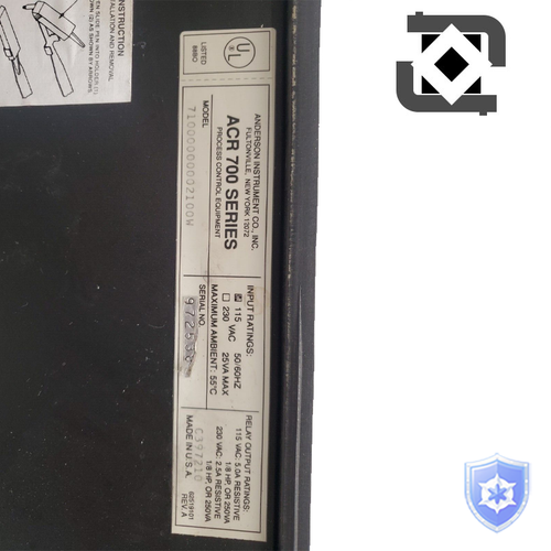 Prime Competitor ANDERSON ACR 700 CHART RECORDER 71000000002100W for ...