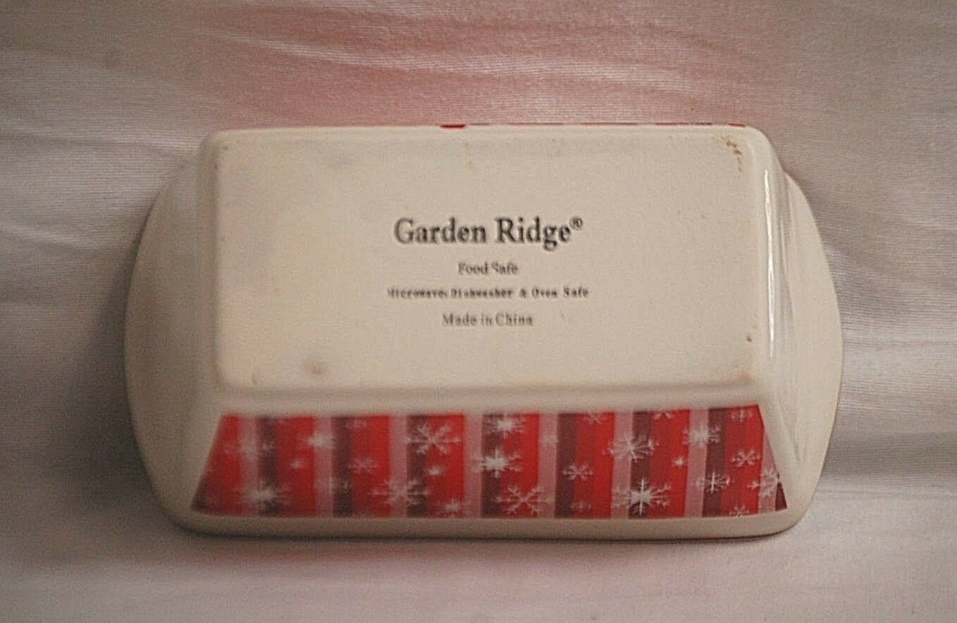 Garden Ridge Stoneware Mini Loaf Pan White Snowflakes Christmas Holiday ...