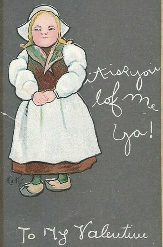 Valentine's Day Cardboard Slate Dutch German Girl Postcard Tuck A48 | eBay