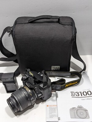Nikon D3100 DSLR Digital Camera 14.2MP 1080p w 18–55mm AF-S Lens Case ...