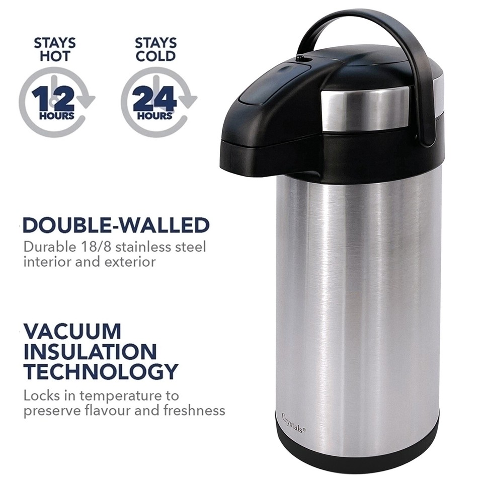 5L Air Pot Tea Flask Vacuum Flask Coffee S/S Insulated Safety Lock ...
