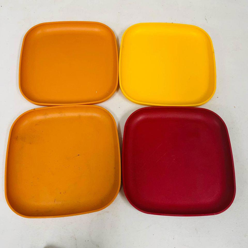 4 Vtg Tupperware Square Plates 1534 Lunch Picnic Salad Autumn Fall ...
