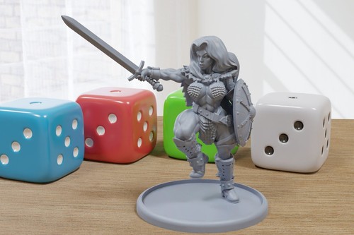 Female Barbarian - 3D Printed Minifigures for Fantasy Miniature ...