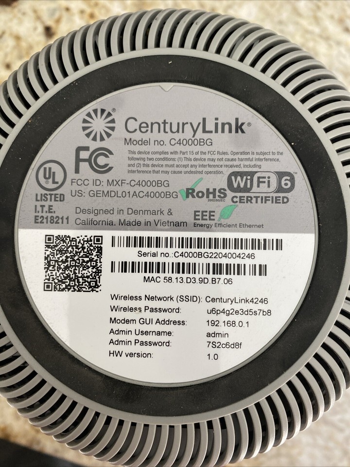 CenturyLink C4000BG - Wi-Fi 6 Router, Bonded Line DSL- Ethernet & Power ...