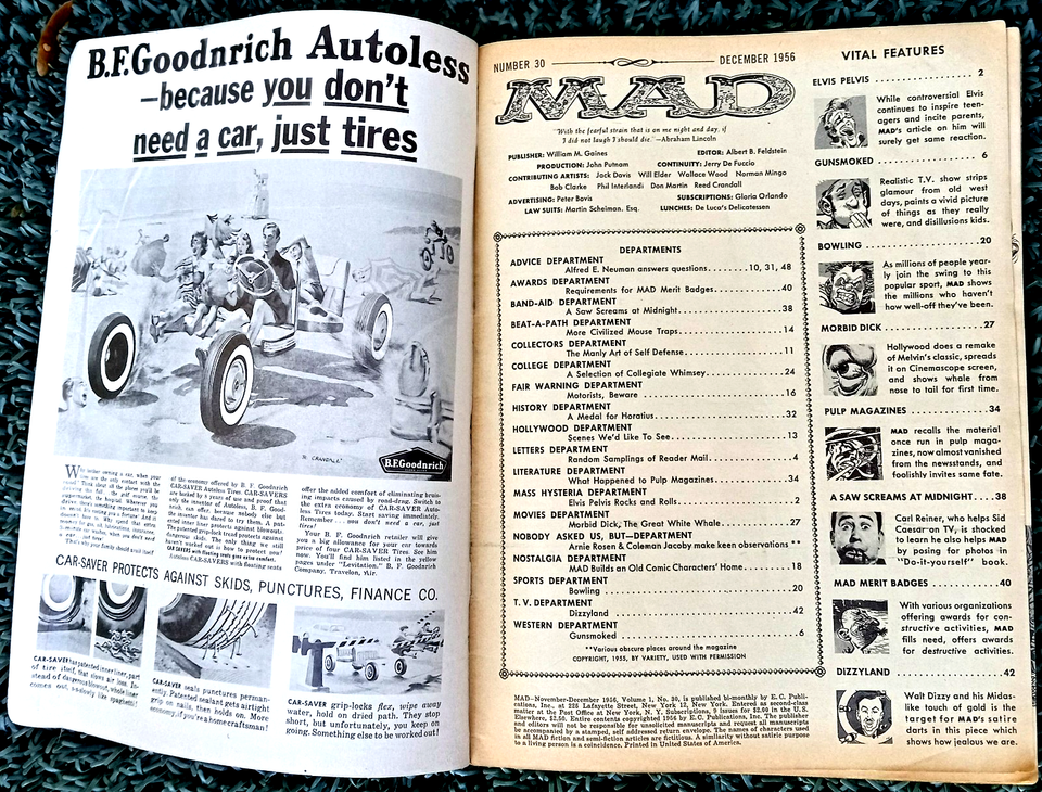 MAD Magazine #30 December 1956! VERY GOOD+/FINE 5.0! TIGHT! GLOSSY! $0. ...
