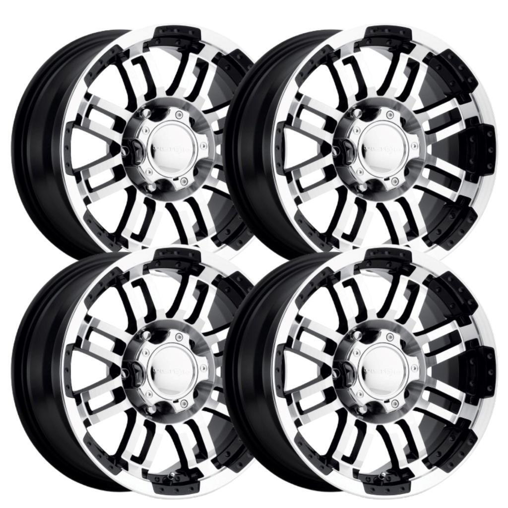 (Set-4) Vision 375 Warrior 17x8.5 8x170 18mm Black Machined Wheels 17 ...