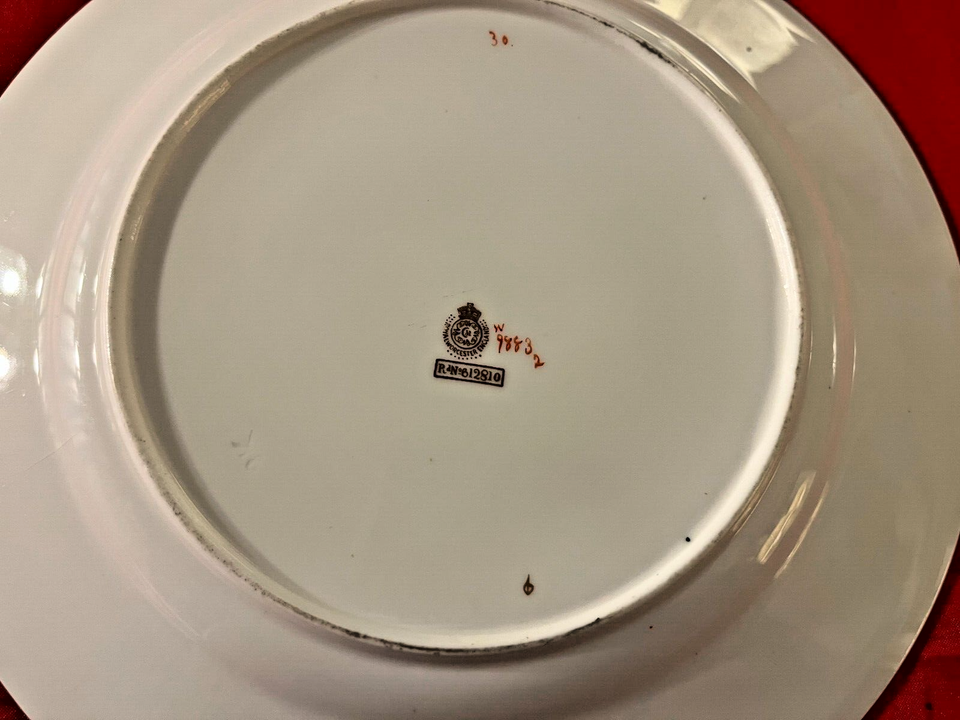 4 Antique ROYAL WORCESTER 9 1/8 inch Hand Colored Plates ORIENTAL SCENE ...