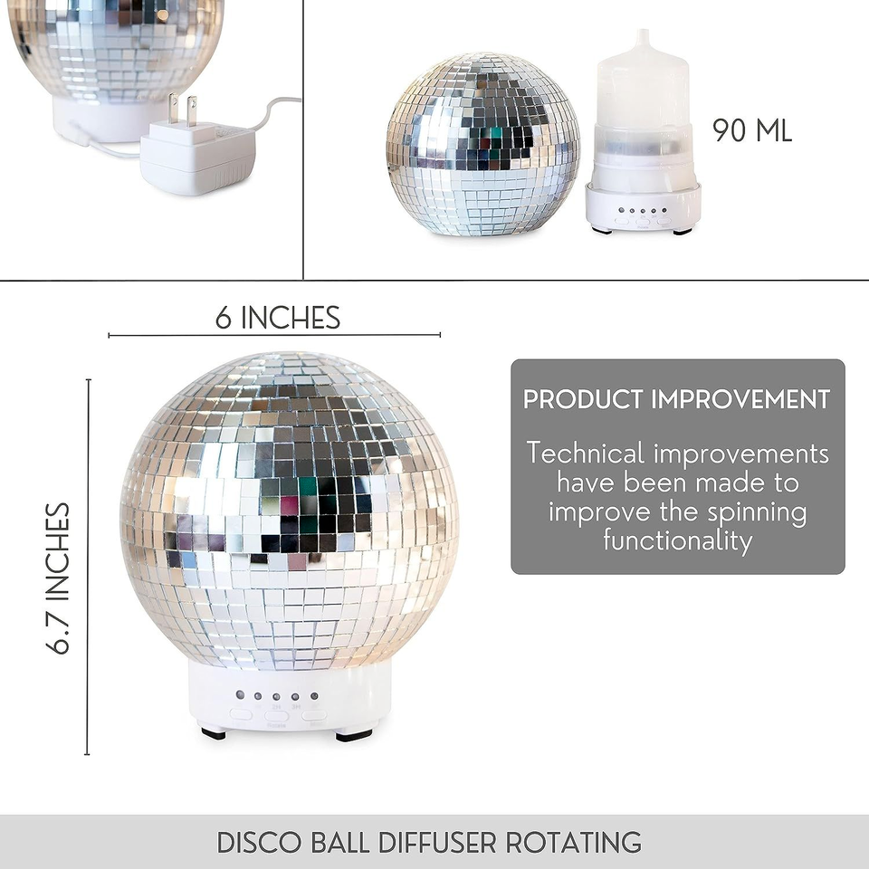 Disco Diffuser Ball Rotating -Essential Oil Diffuser with Whispe Quiet ...