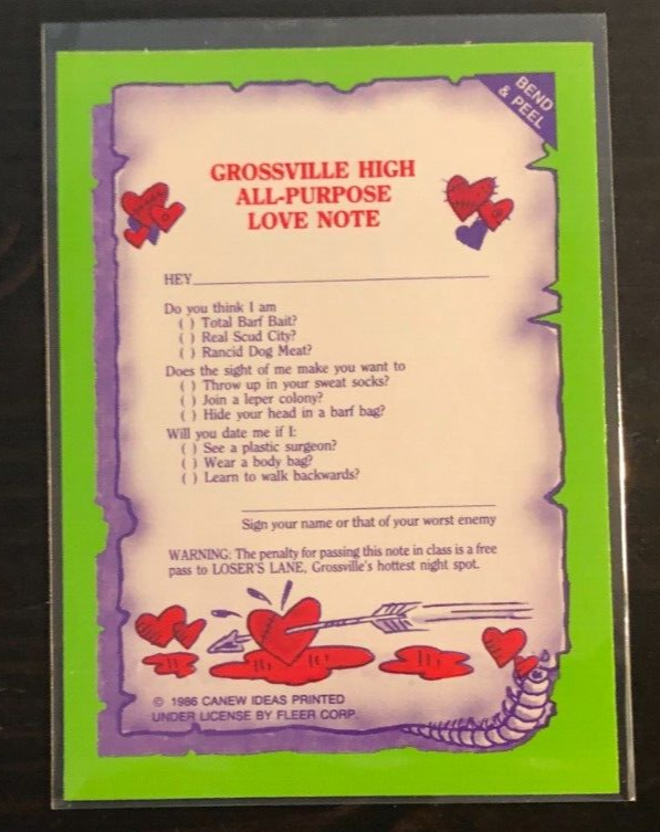 1986 Grossville High Card LOVESICK RICK #54 | eBay