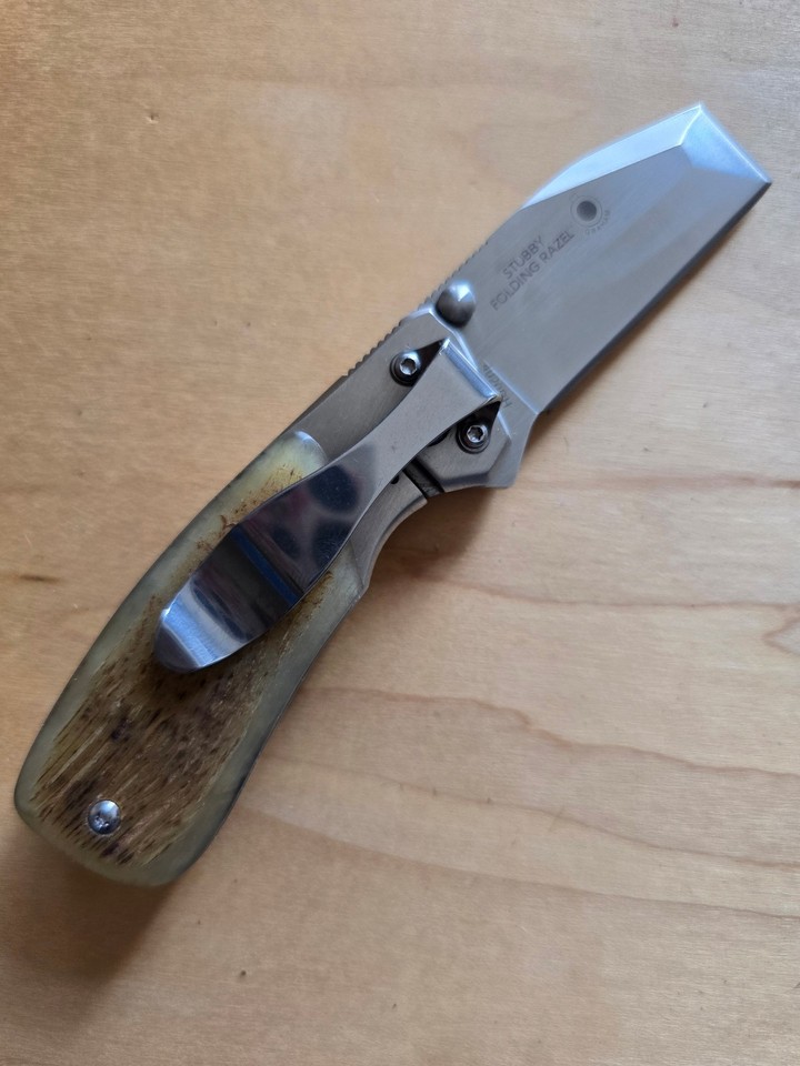 CRKT 4020RH Graham Stubby Folding Razel 2" Blade, Ram Horn Handle ...