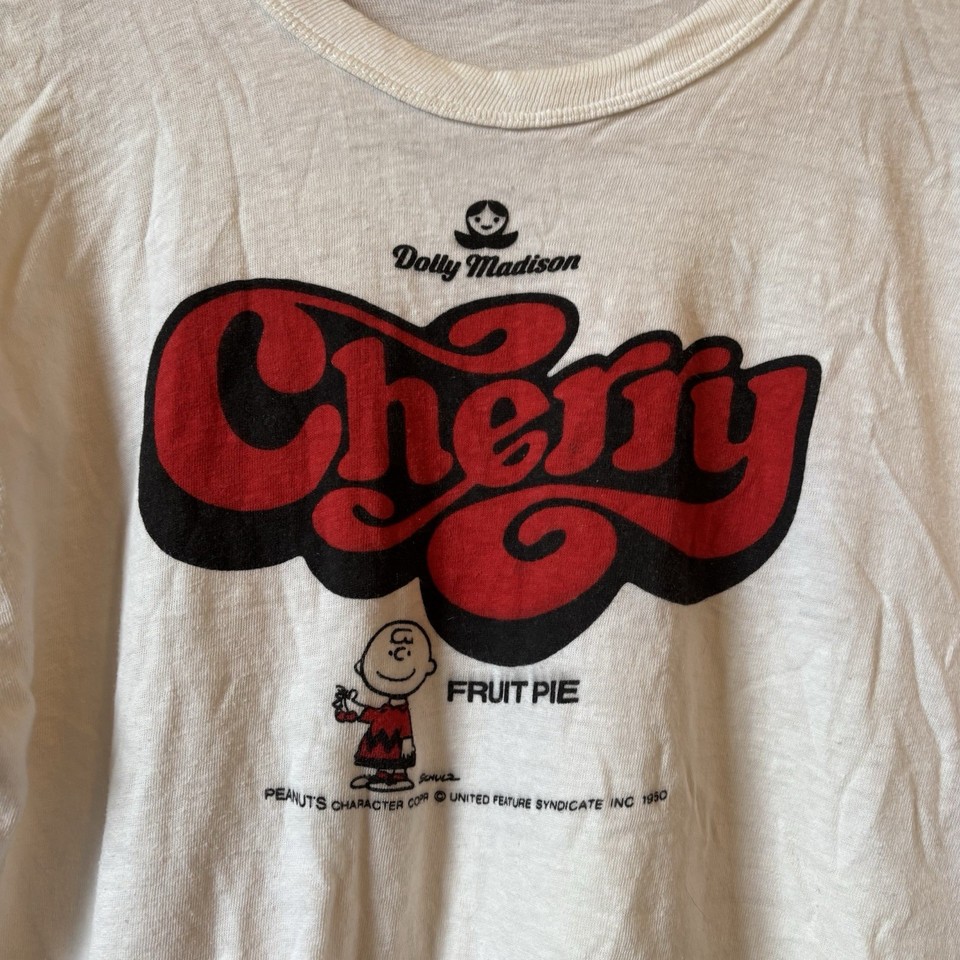 Vintage Dolly Madison Cherry Fruit Pie Tee Peanuts Character Champ Knit ...