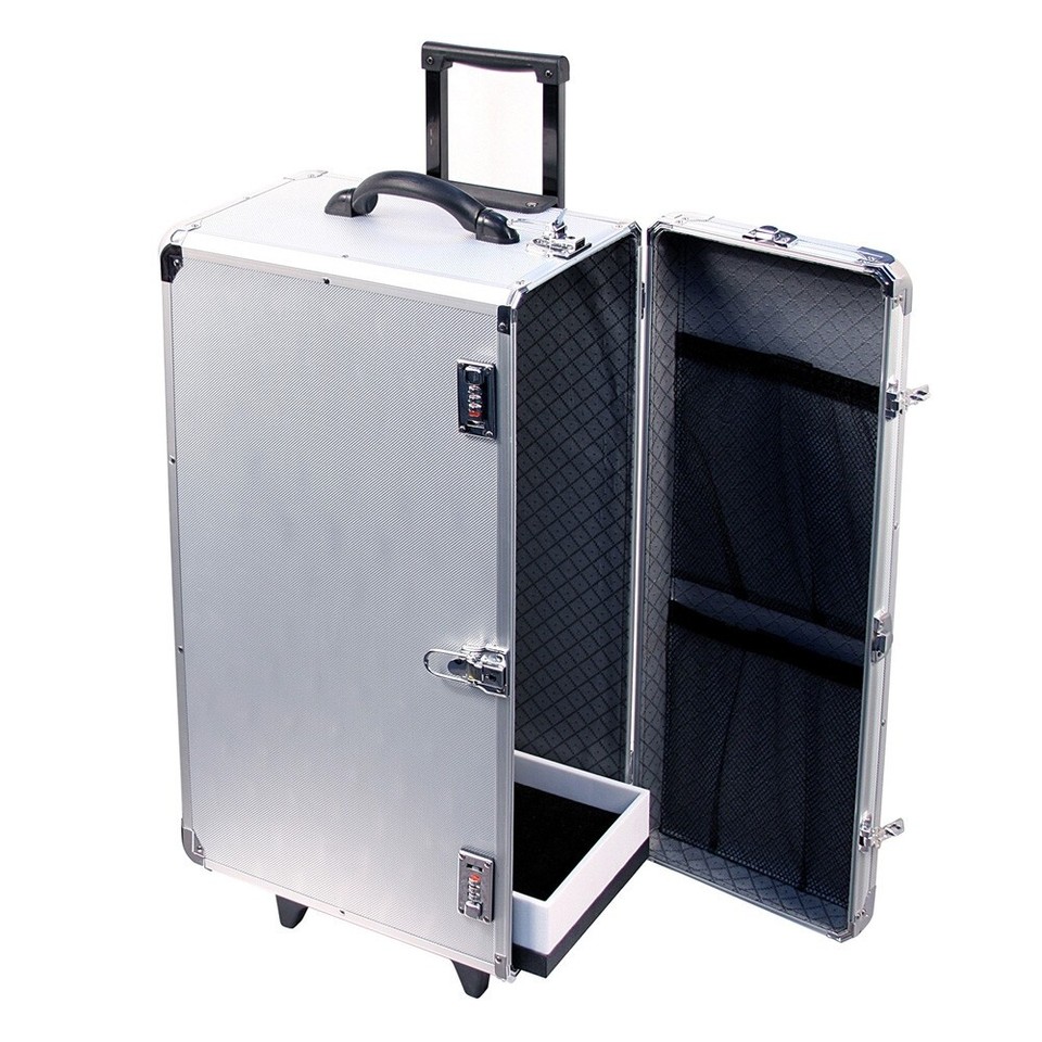 Sales Reps Large Aluminium Wheeled Storage Case with 24 Black Trays ...