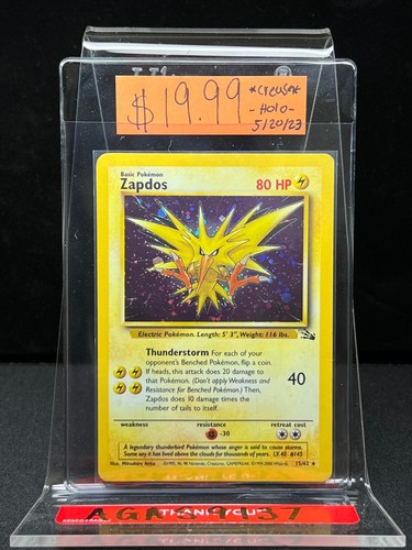 Zapdos 15/62 | Crease | Holo | Vintage Pokémon Card 1999 FAST SHIPPING ...