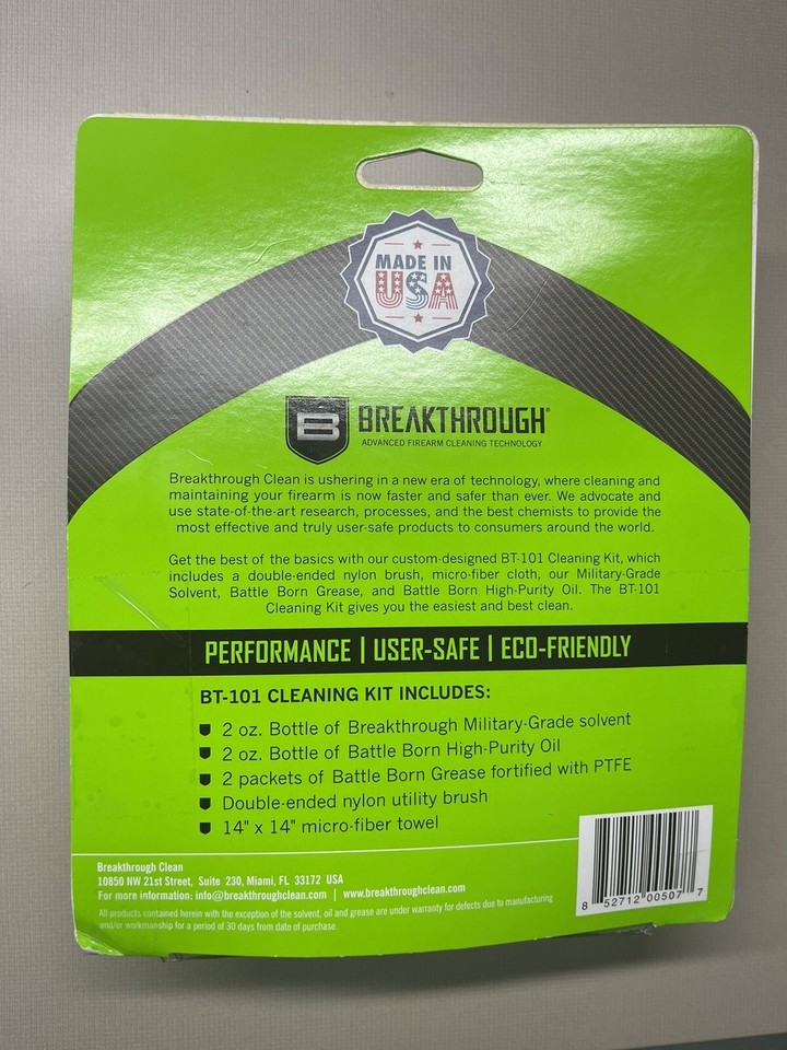 Breakthrough Basic Gun Cleaning kit Solvent & Purity Oil 2oz each BT-101 | eBay