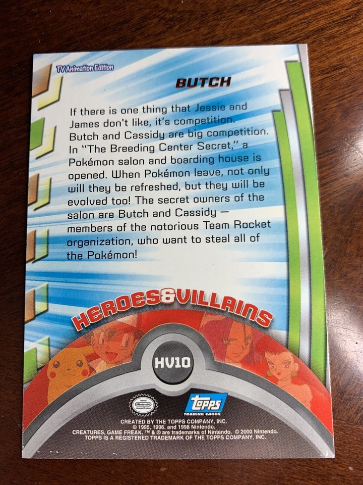 2000 Topps Pokemon #HV10 Butch (C) TV Animation Series 3 FREE COMBINED ...