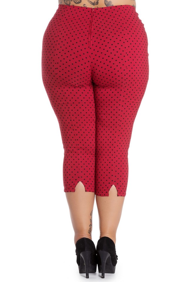 Red Cropped Polka Dot Spotty Capri Trousers Pants UK 22 Retro 4XL | eBay