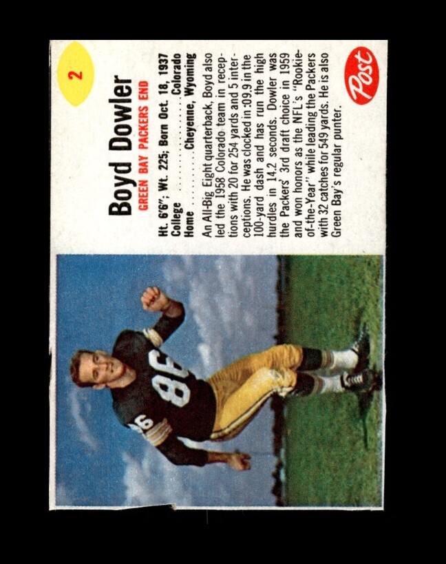 1962 Post Cereal Set-Break # 2 Boyd Dowler VG-VGEX *GMCARDS* | eBay