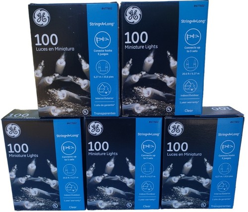 GE 100 Clear Mini String Lights White Wire Holiday Christmas Fun Lot of ...