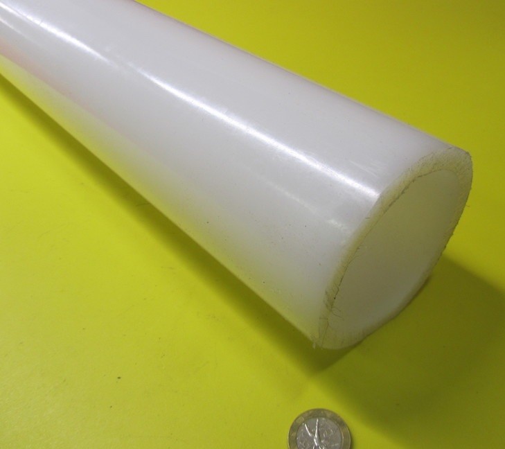 UHMW White Round Tube 3.50" OD Oversize x 3.00" ID Undersize x 36 ...