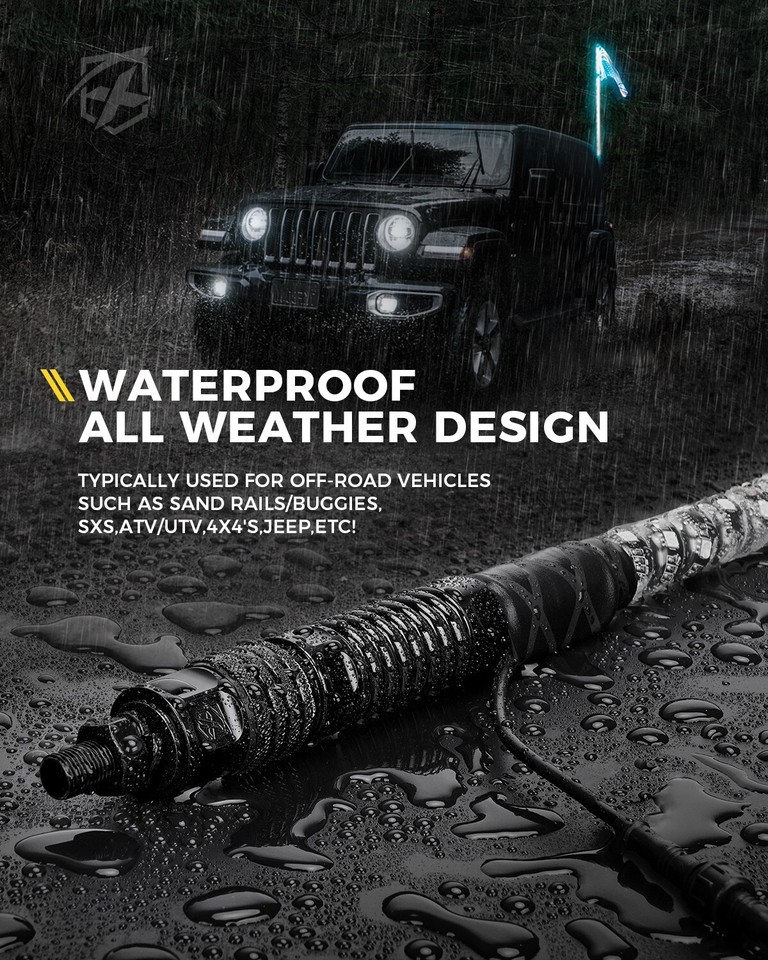 2FT RGB Chasing Antenna Whip Light UTV ATV for Can-Am X3 Polaris Ranger ...