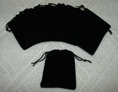 (10) SMALL VELVET BLACK POUCHES WITH DRAWSTRINGS | eBay