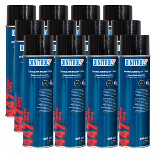 12 x DINITROL 447 BLACK STONE CHIP RUST PROOFING 500ml AEROSOL CAN ...