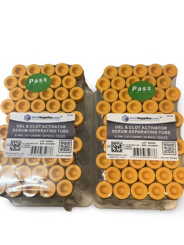 200 PCS Vacuum Gel Tubes SST Tiger top 8.5ml 16*100 mm Exp Date Oct ...