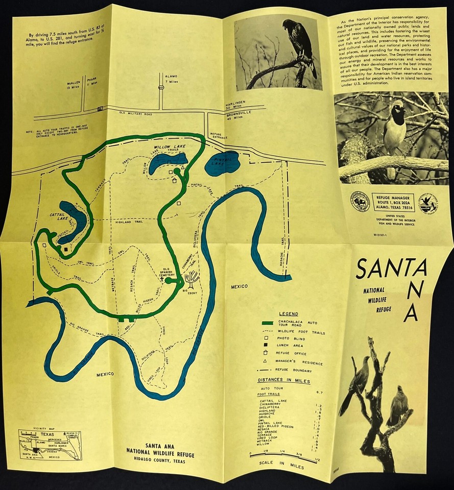 1970s Alamo TX Santa Ana National Wildlife Refuge Vintage Guide Map ...