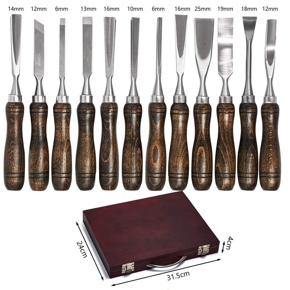 12 Piece Wood Chisel Set for Woodworking Tools Wood Carving Tools with ...