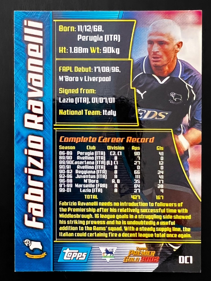2001-02 Topps Premier Gold Derby County - Star Signing — Fabrizio ...