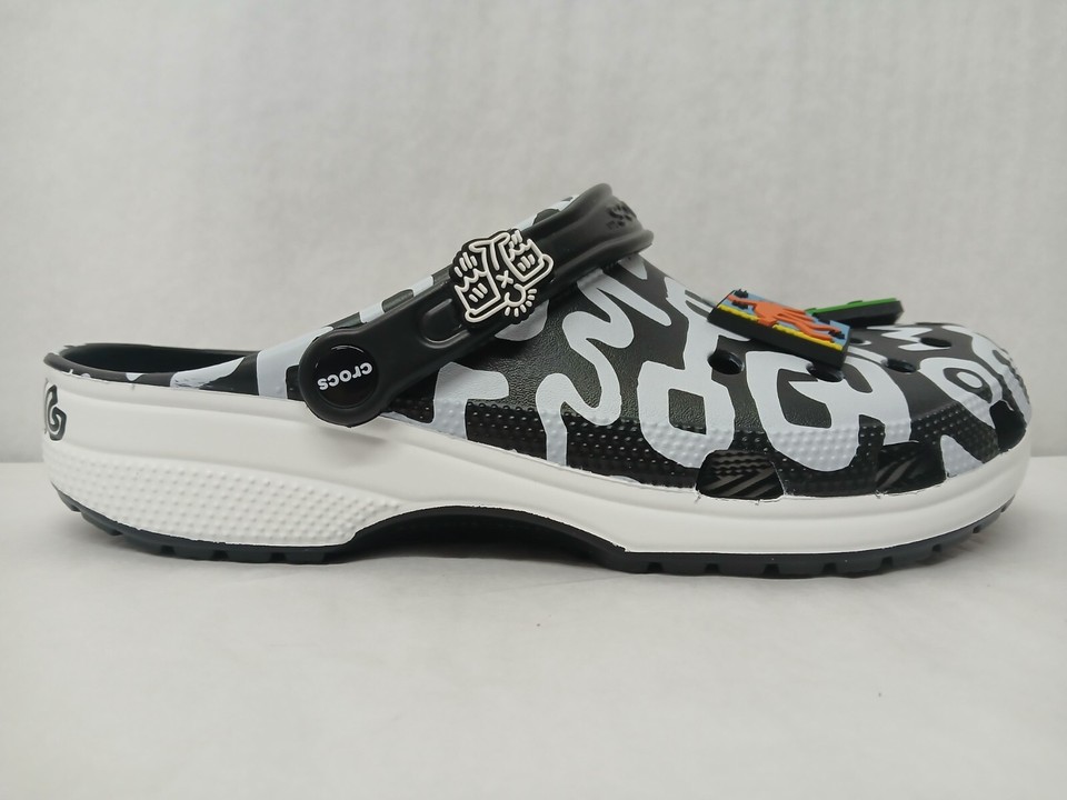 Crocs Men's Keith Haring Classic Clogs 209488-001 Black White Sz 12 ...