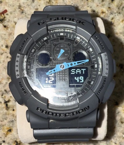 Casio G-Shock Men's Watch GA-100c Black Blue Resin Analog Digital 50mm ...